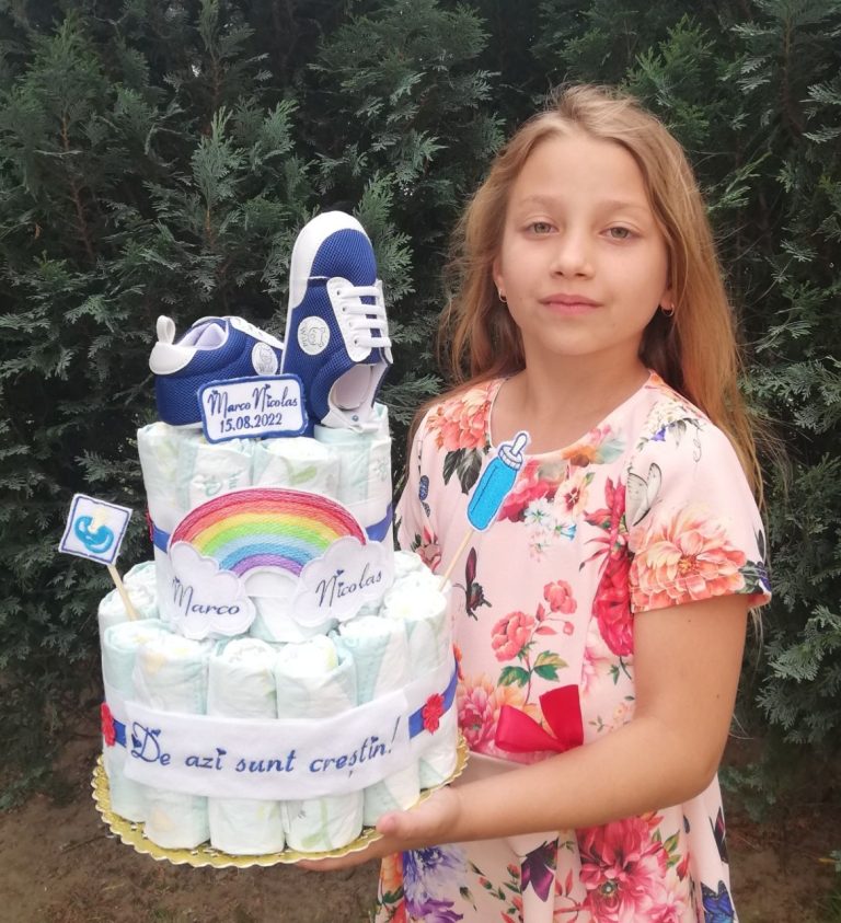 Tort pampers ''Curcubeu- De azi sunt creștin'' - Vinturis Art